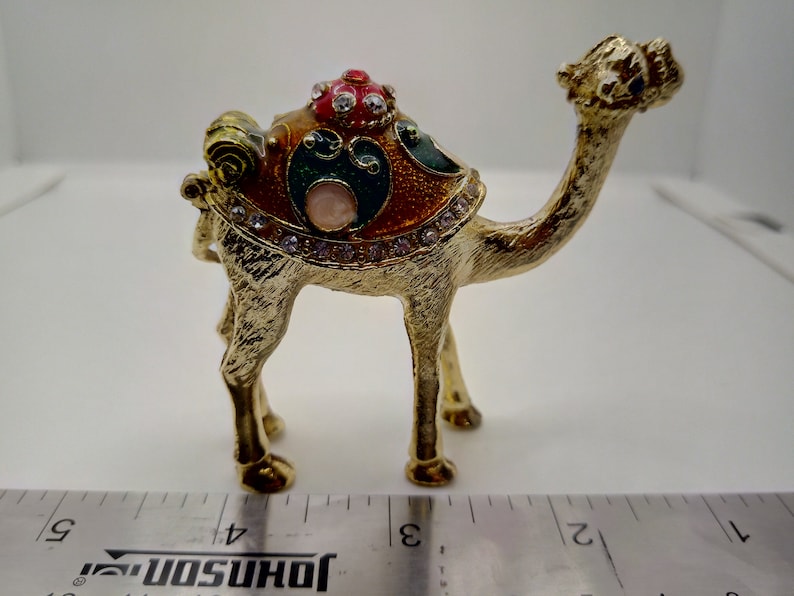 Bejeweled Gold & Enamel Camel Jewelry or Trinket Box - Etsy
