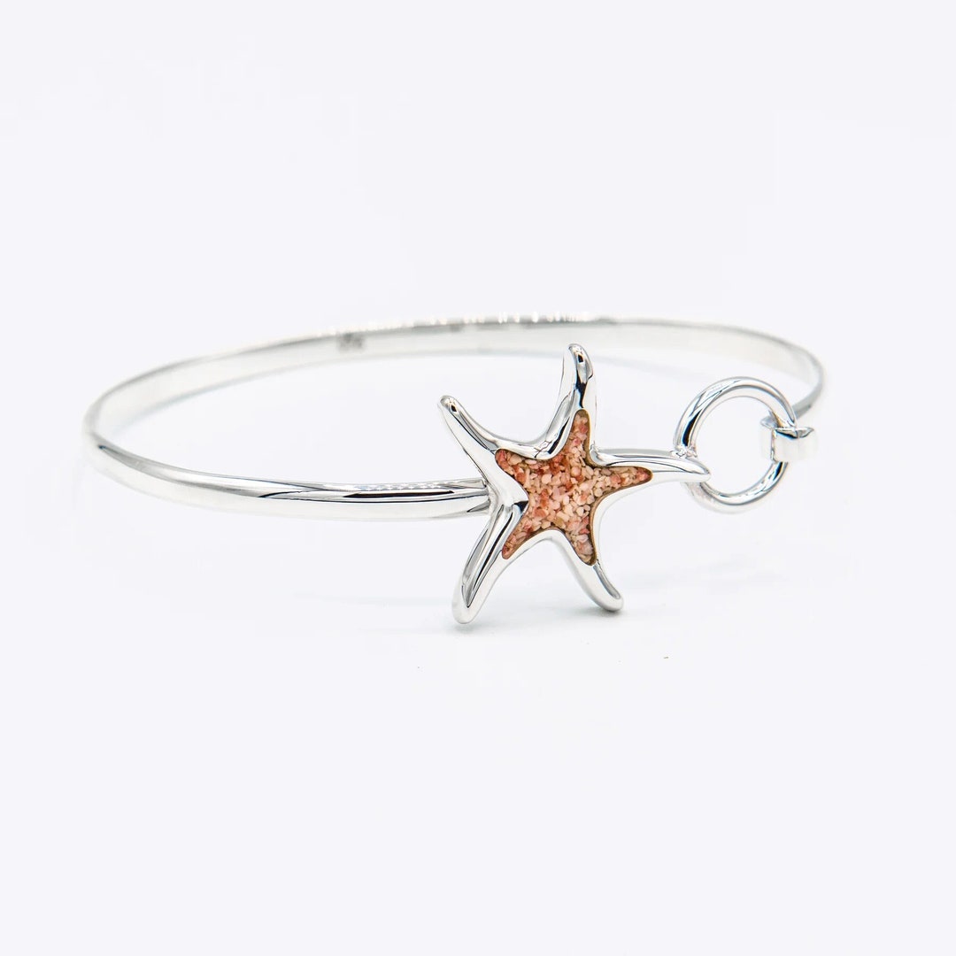 Original Bermuda Pink Sand and Sterling Silver Starfish Hook Bangle in ...
