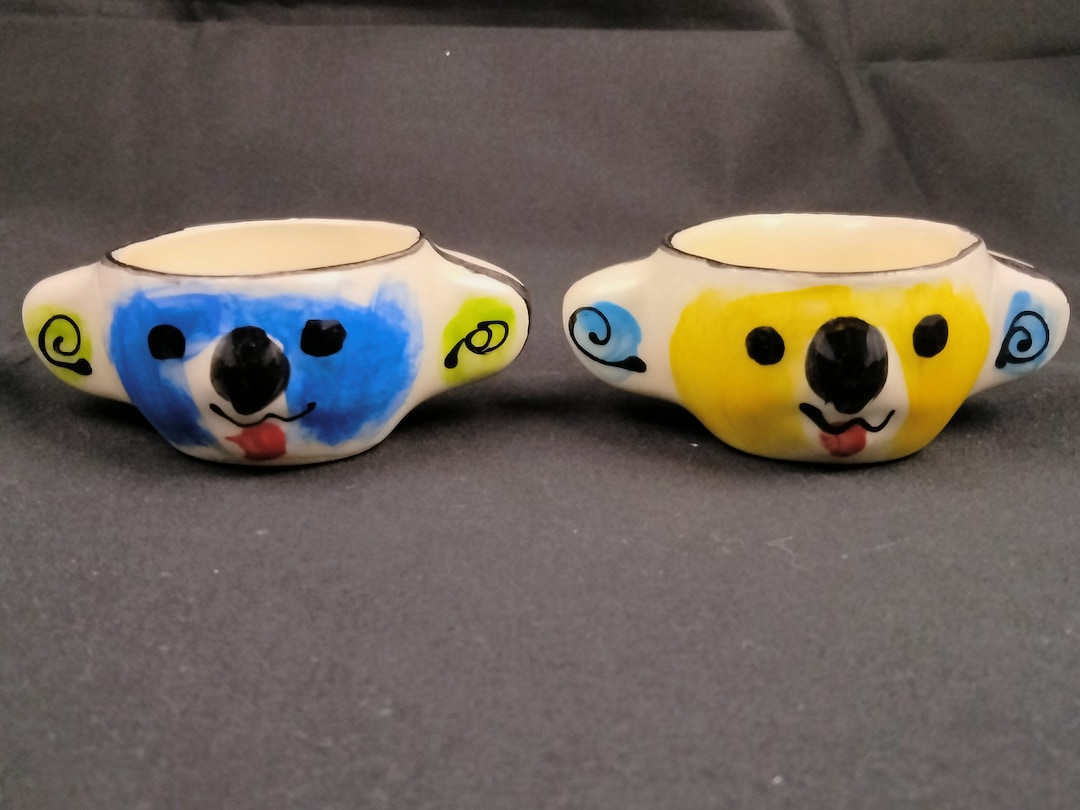 Artist Freya Povey - Pair of Koala Eggcups, Glazed Pottery Koala Bear ...
