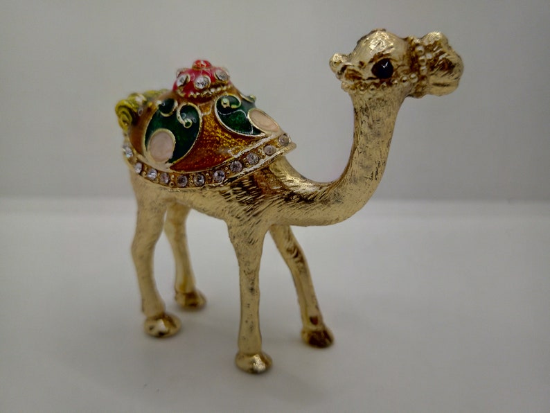 Bejeweled Gold & Enamel Camel Jewelry or Trinket Box - Etsy