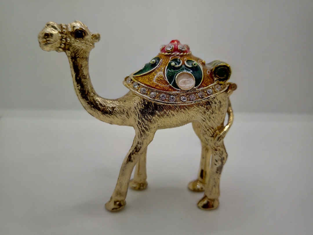 Bejeweled Gold & Enamel Camel Jewelry or Trinket Box - Etsy