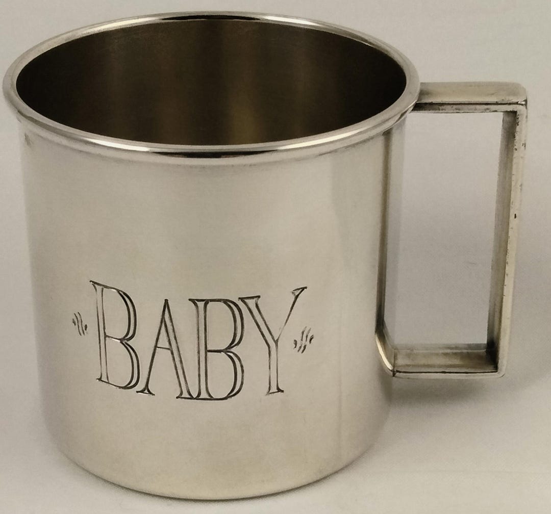 Vintage Silver Engraved Baby Cup or Mug 1950s Rogers 1881 Silver Plated ...