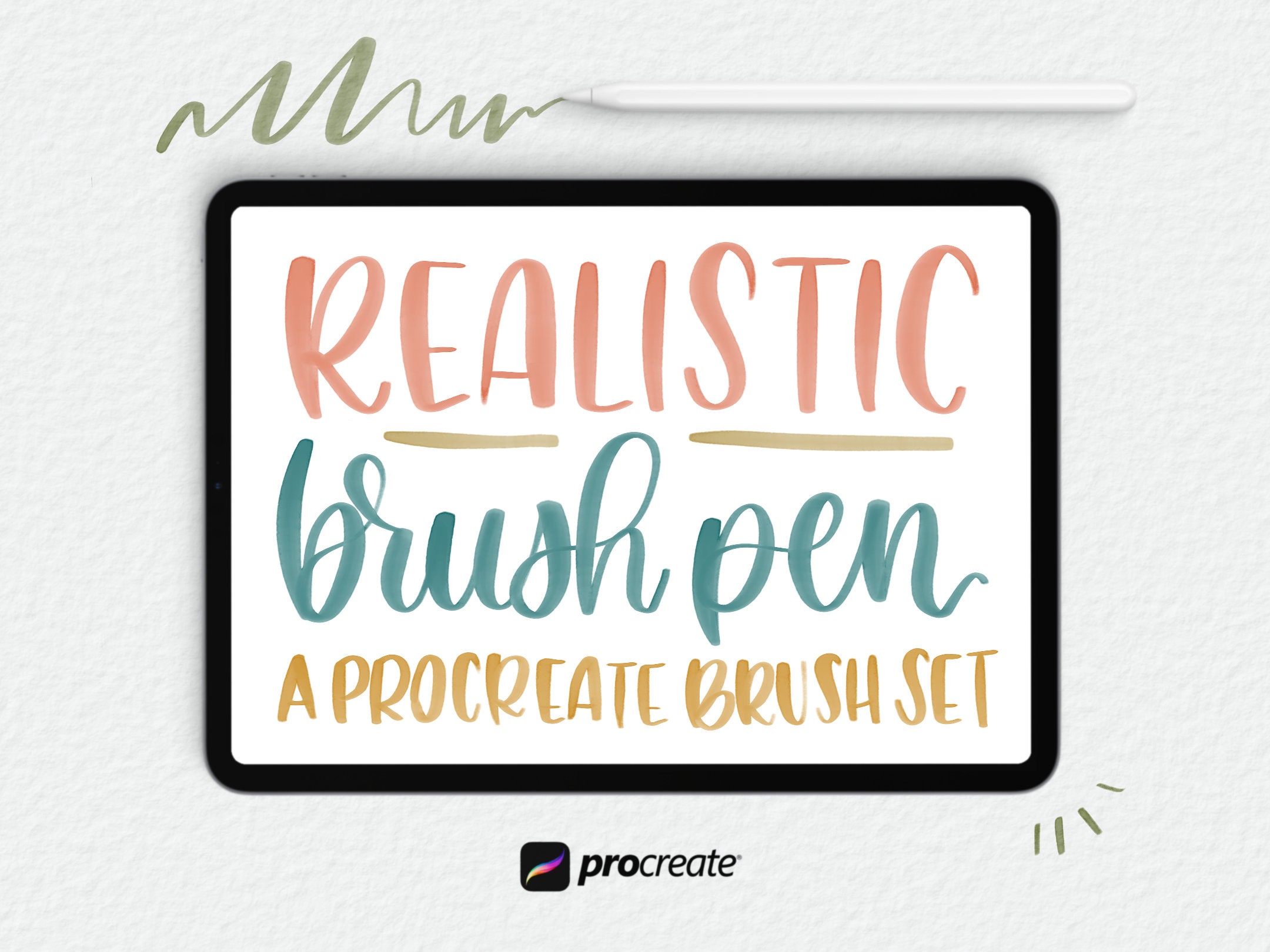 Realistic Brush Pen Procreate Brush Set // iPad Lettering // Procreate ...