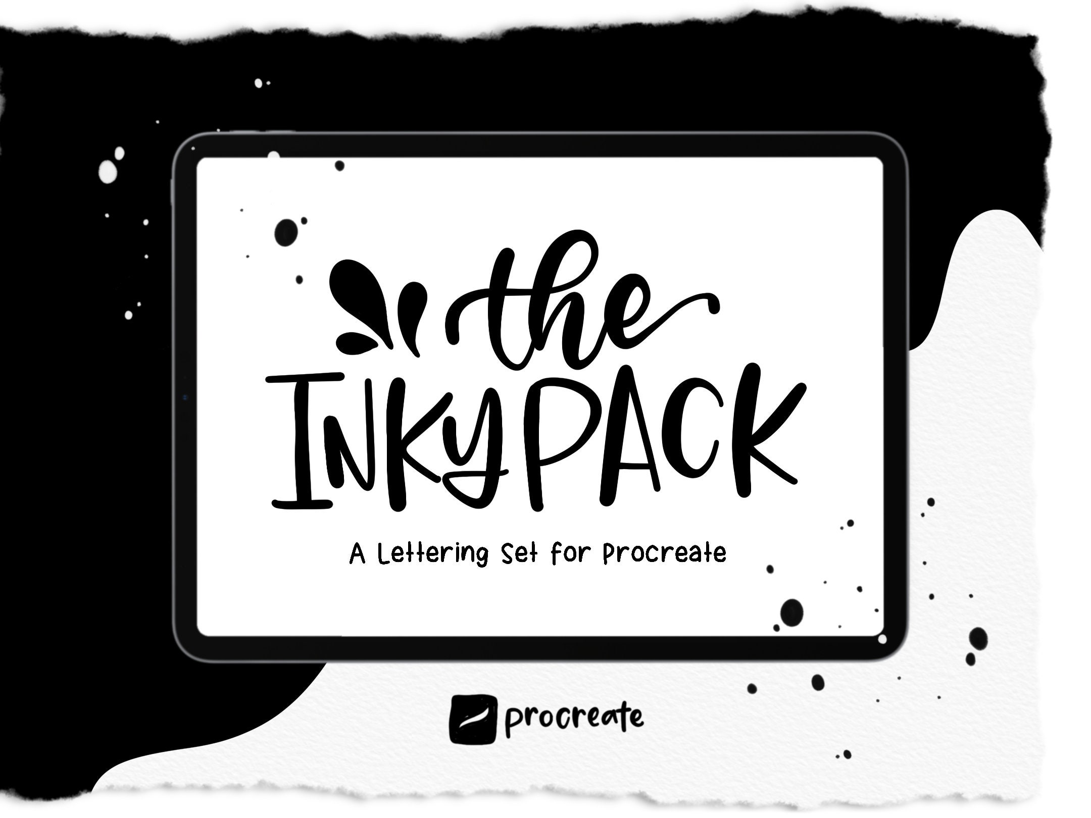 The Inky Pack Procreate Brush Set // iPad Lettering // Procreate Tools // Textured Calligraphy ...