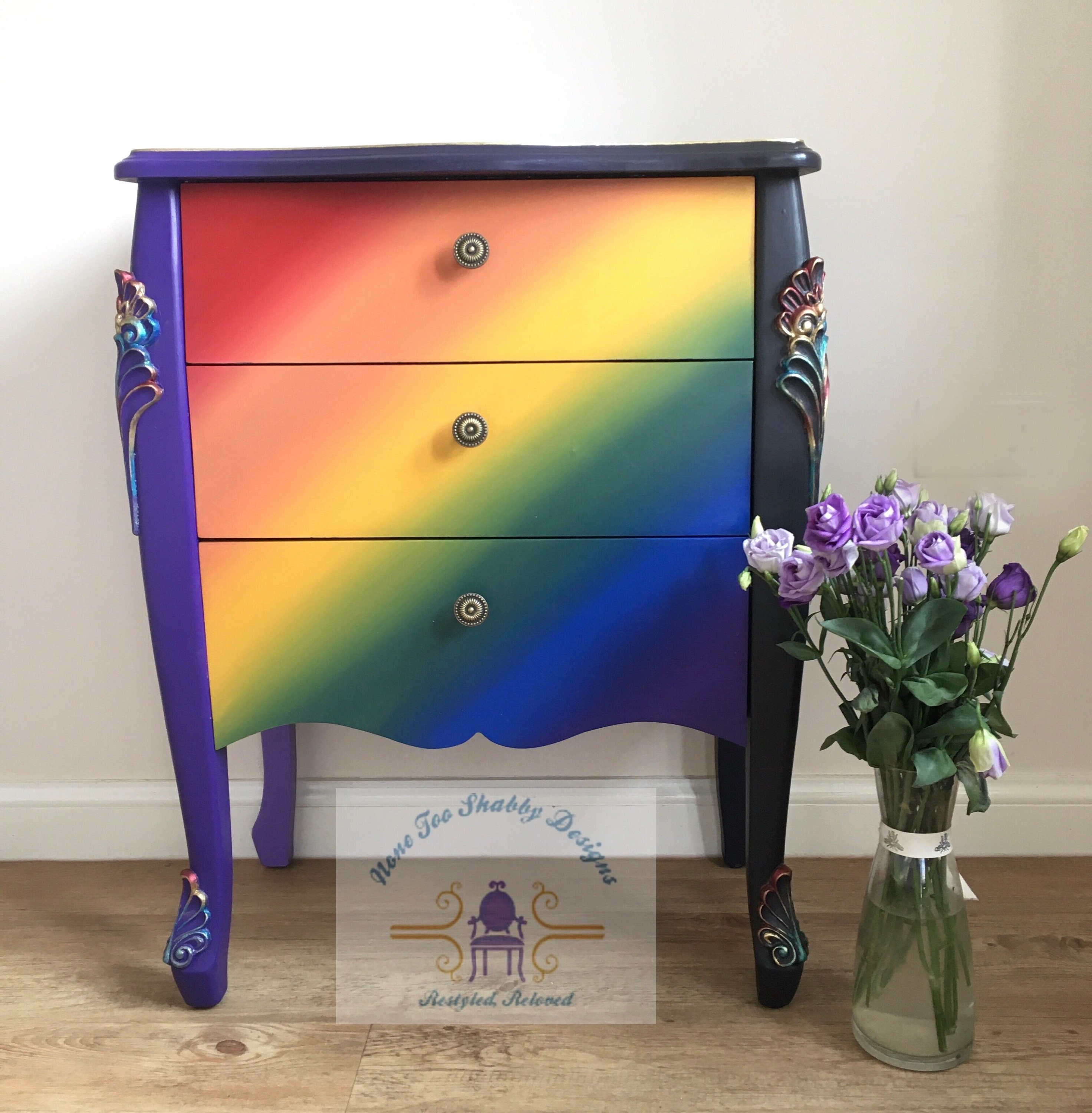 Rainbow Small Chest of Drawers/ Bedside Unit - Etsy