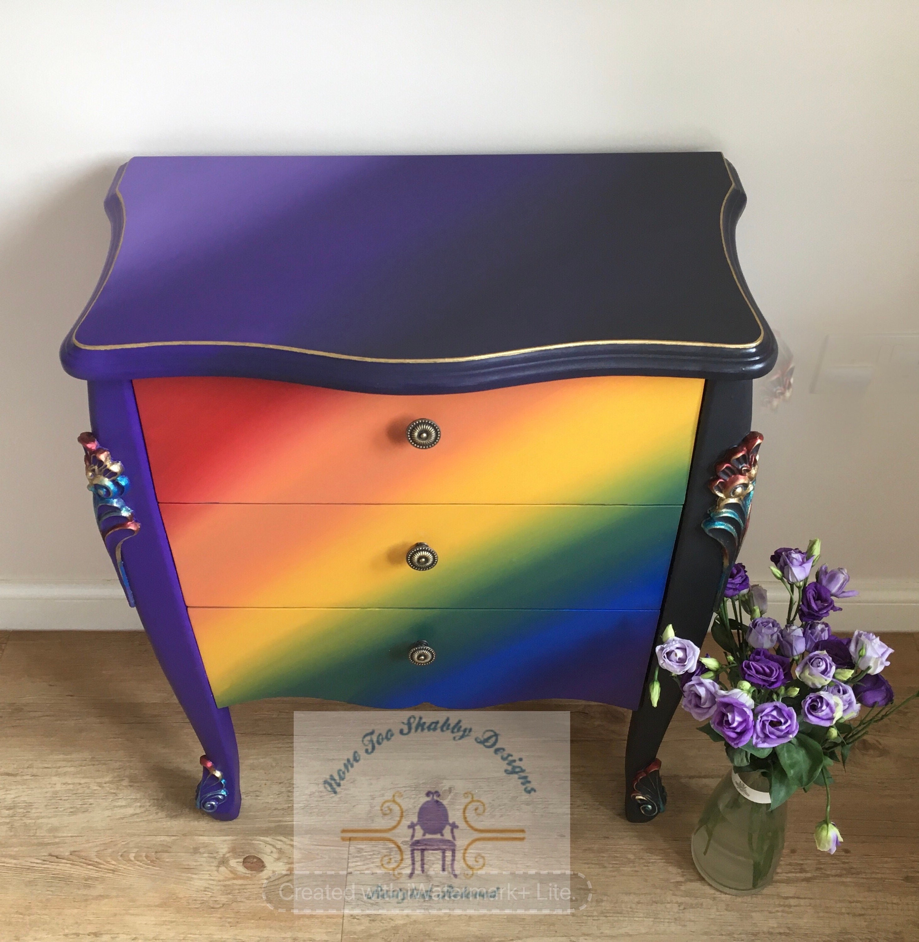 Rainbow Small Chest of Drawers/ Bedside Unit - Etsy