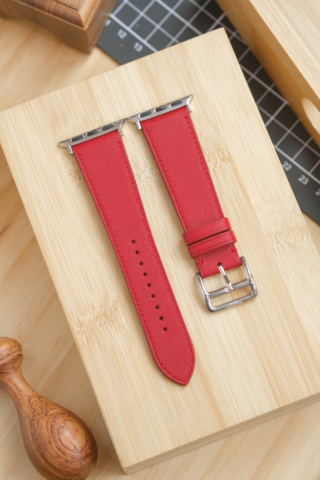 Heart Red Swift Italian Calfskin Watch Strap - for Apple Watch Series 3 ...