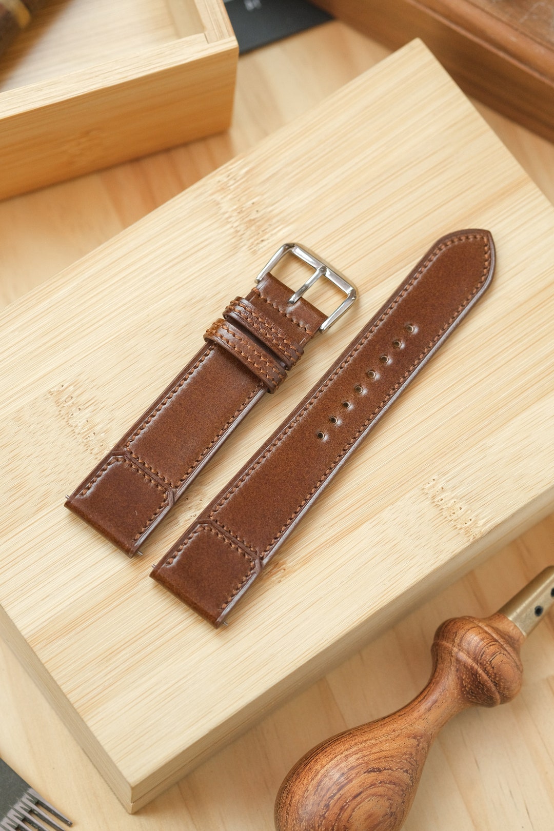 Coffee Brown Shell Cordovan Watch Strap for JLC Reverso - Etsy