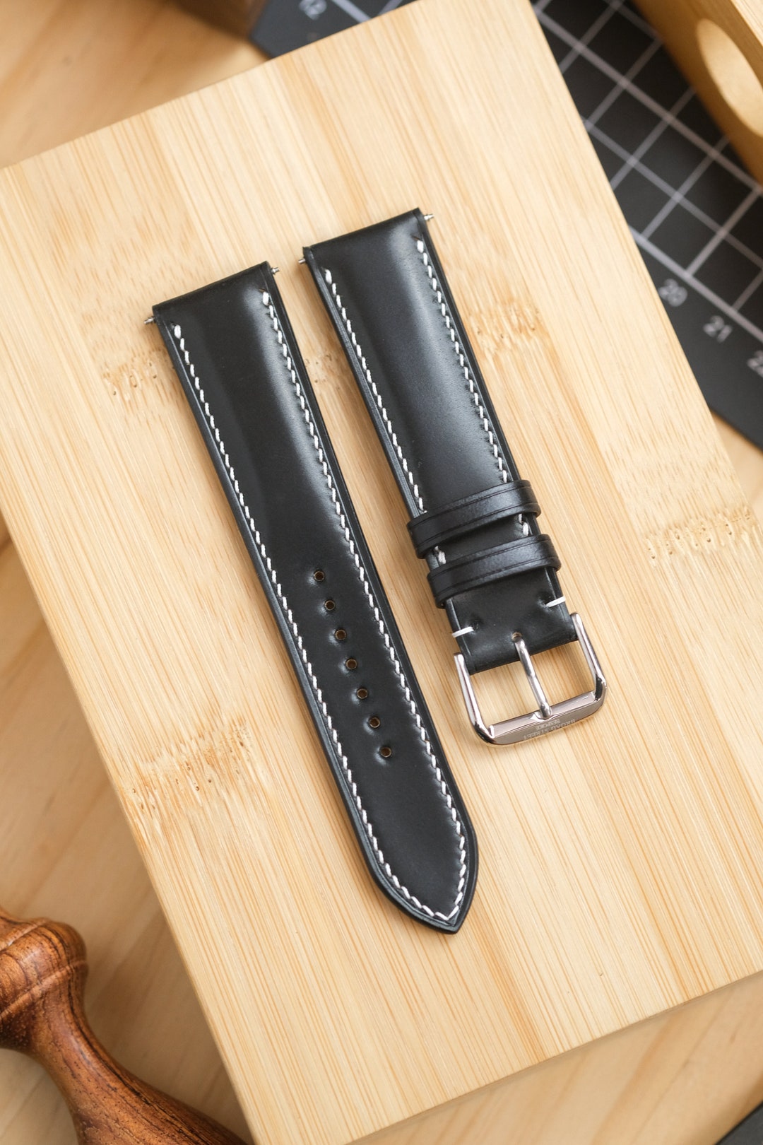 Black Horween Shell Cordovan Watch Strap - Etsy