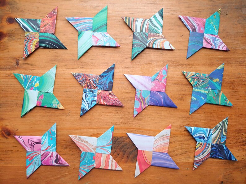 12pc Hand-folded Origami Throwing Stars, Shuriken, Ninja Stars Finished ...