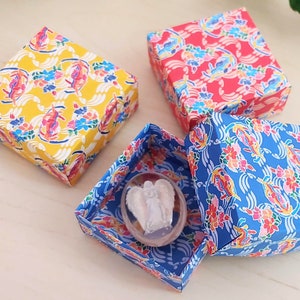3 Pack Small Paper Boxes W/ Lids Red, Blue, Yellow Phoenix Pattern ...