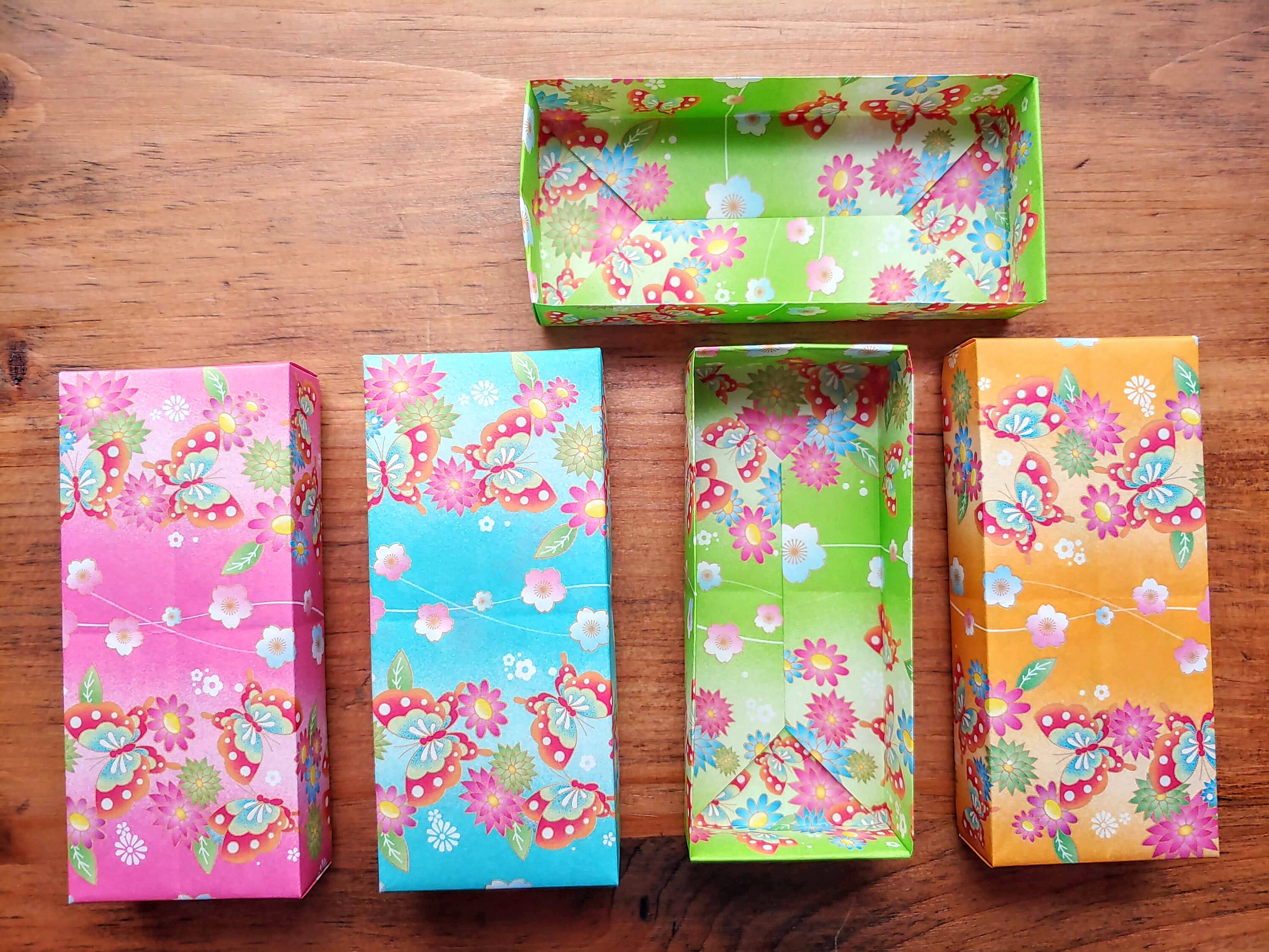 4 Pack Small Rectangular Origami Boxes: Butterfly Patterns Colorful ...