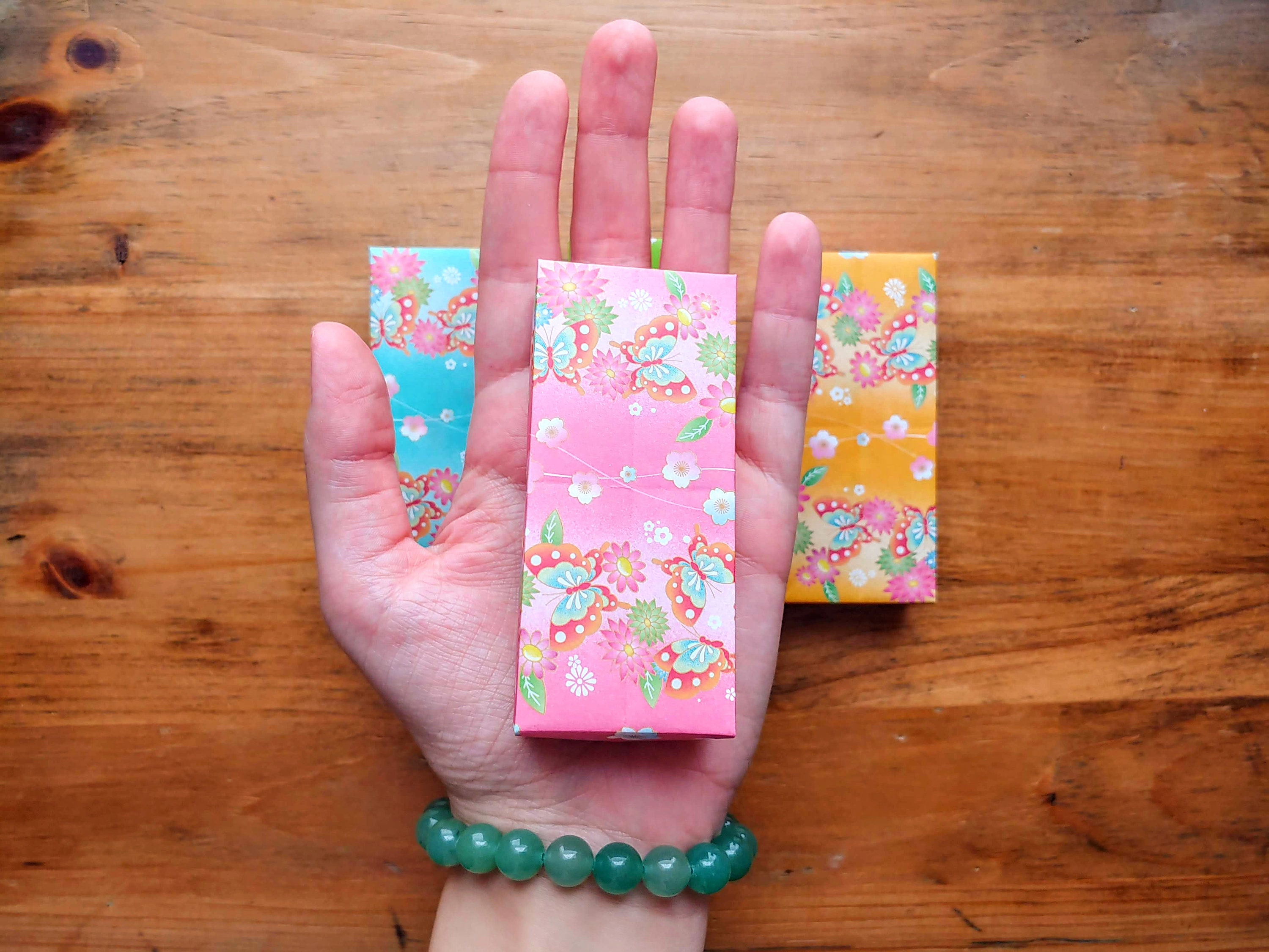 4 Pack Small Rectangular Origami Boxes: Butterfly Patterns Colorful ...