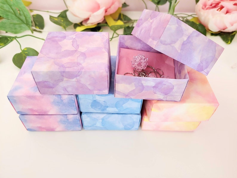 8 Pack Small Cute Boxes Watercolor Pattern Paper Boxes Feminine, Girly ...