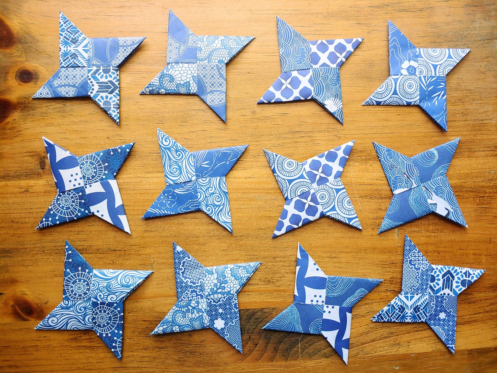 12pc Hand-folded Origami Throwing Stars, Shuriken, Ninja Stars Finished ...