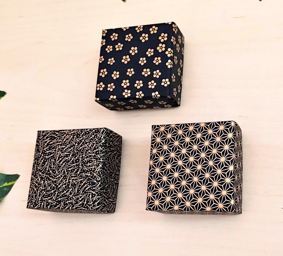3pc Black and Gold Origami Masu Boxes Premium Quality Japanese Yuzen ...