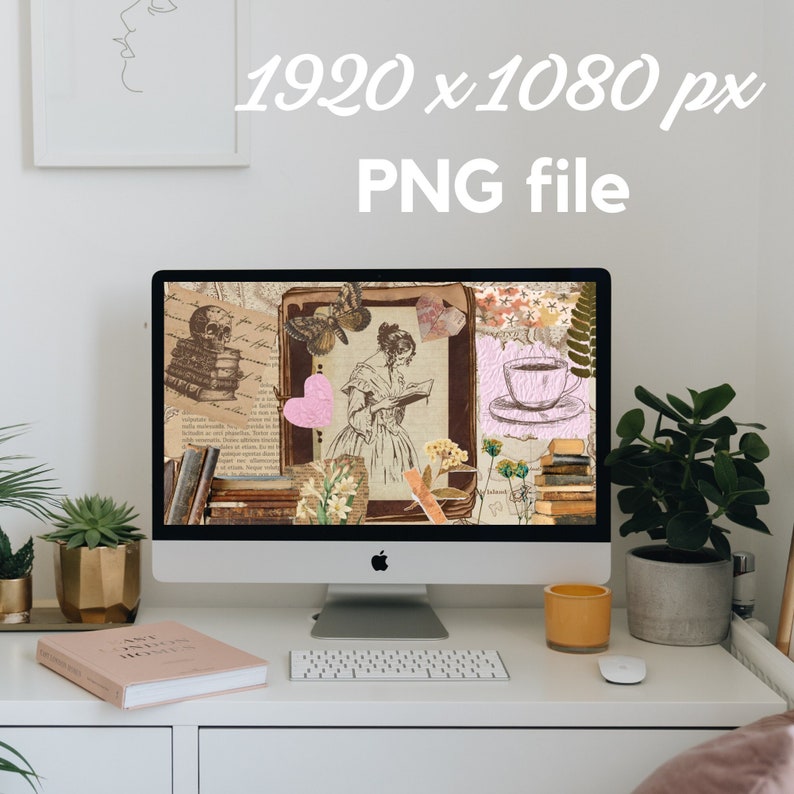 Desktop Computer Background: Victorian Lady Reading Digital Collage ...