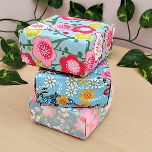 3pc Light Blue Origami Masu Boxes Premium Quality Japanese Yuzen Washi ...