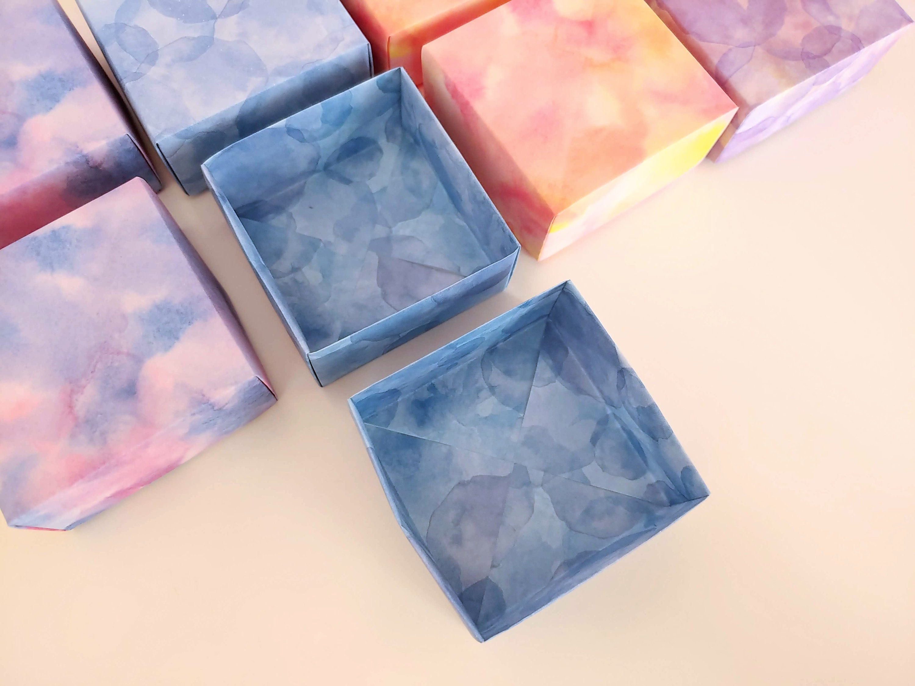 8 Pack Small Cute Boxes Watercolor Pattern Paper Boxes Feminine, Girly ...