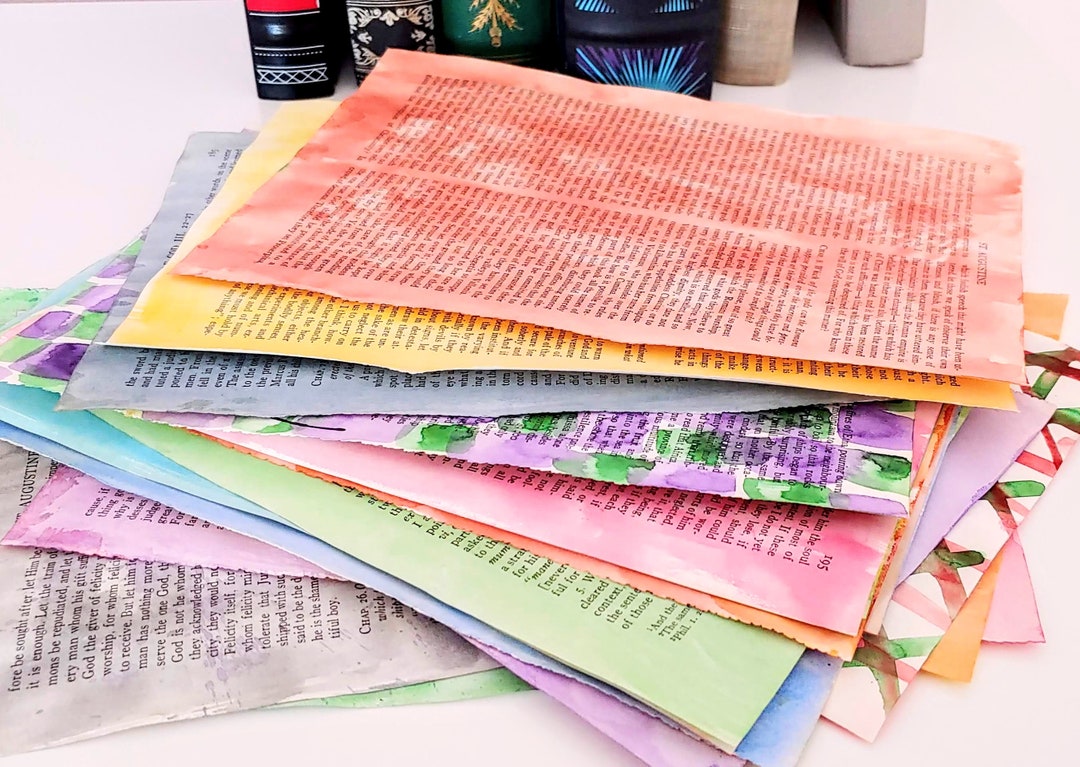 25 Pack Watercolor Dyed Book Pages (random Selection) for Junk ...