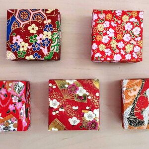 5pc Red Origami Masu Boxes Premium Quality Japanese Yuzen Washi Paper ...