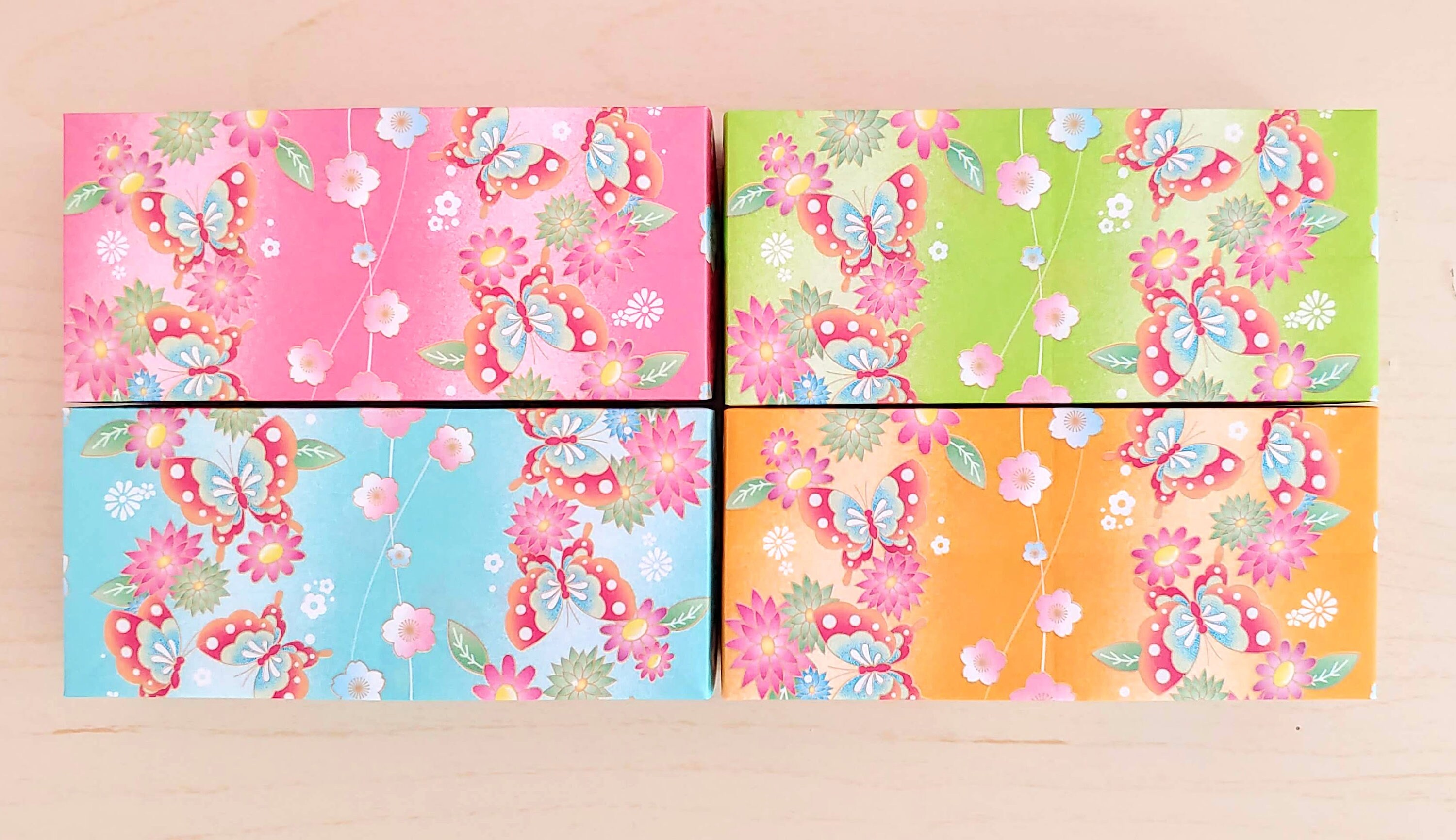 4 Pack Small Rectangular Origami Boxes: Butterfly Patterns Colorful ...
