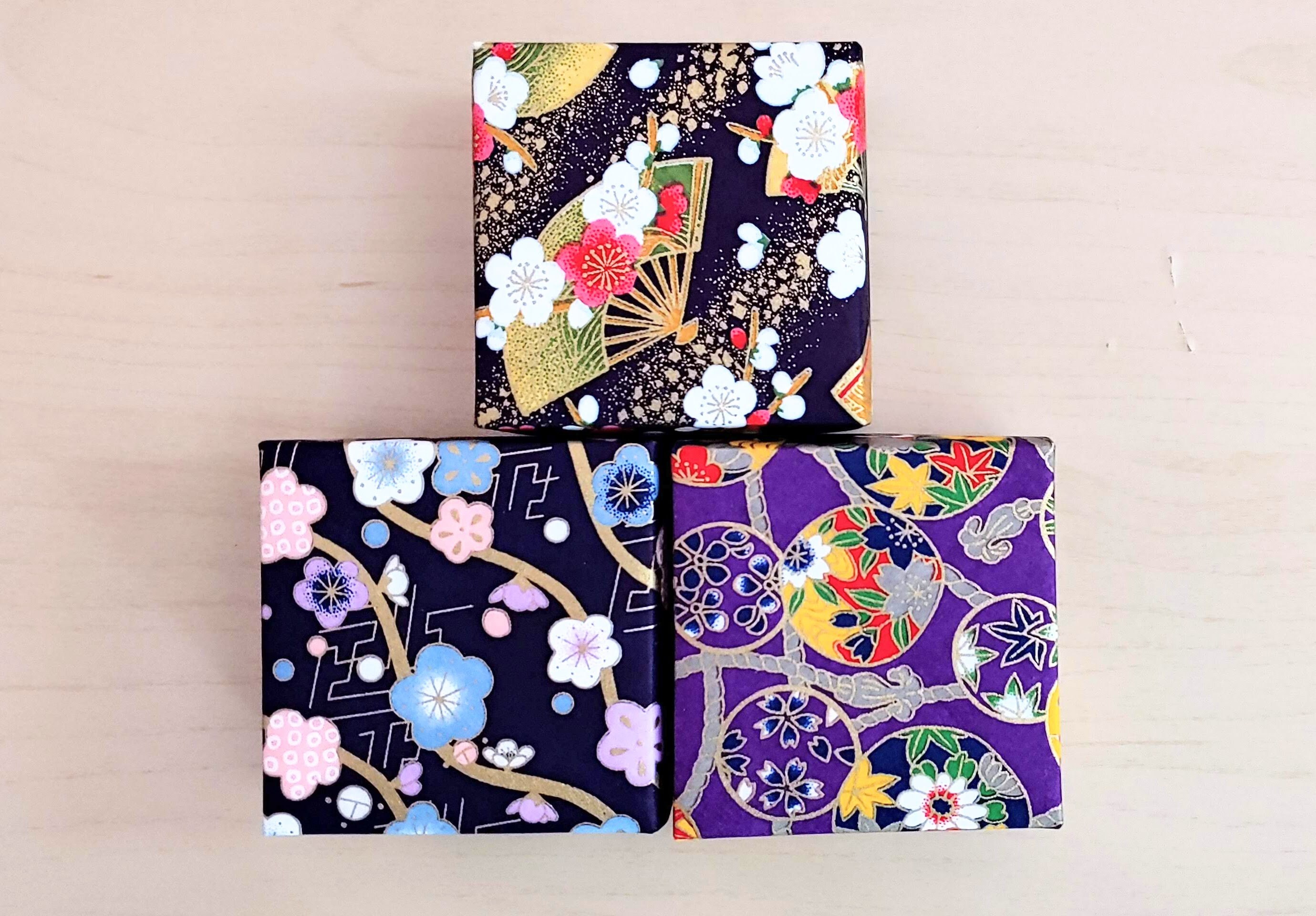 3pc Purple Origami Masu Boxes Premium Quality Japanese Yuzen Washi ...