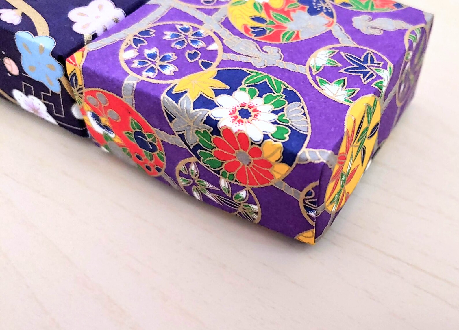 3pc Purple Origami Masu Boxes Premium Quality Japanese Yuzen Washi ...