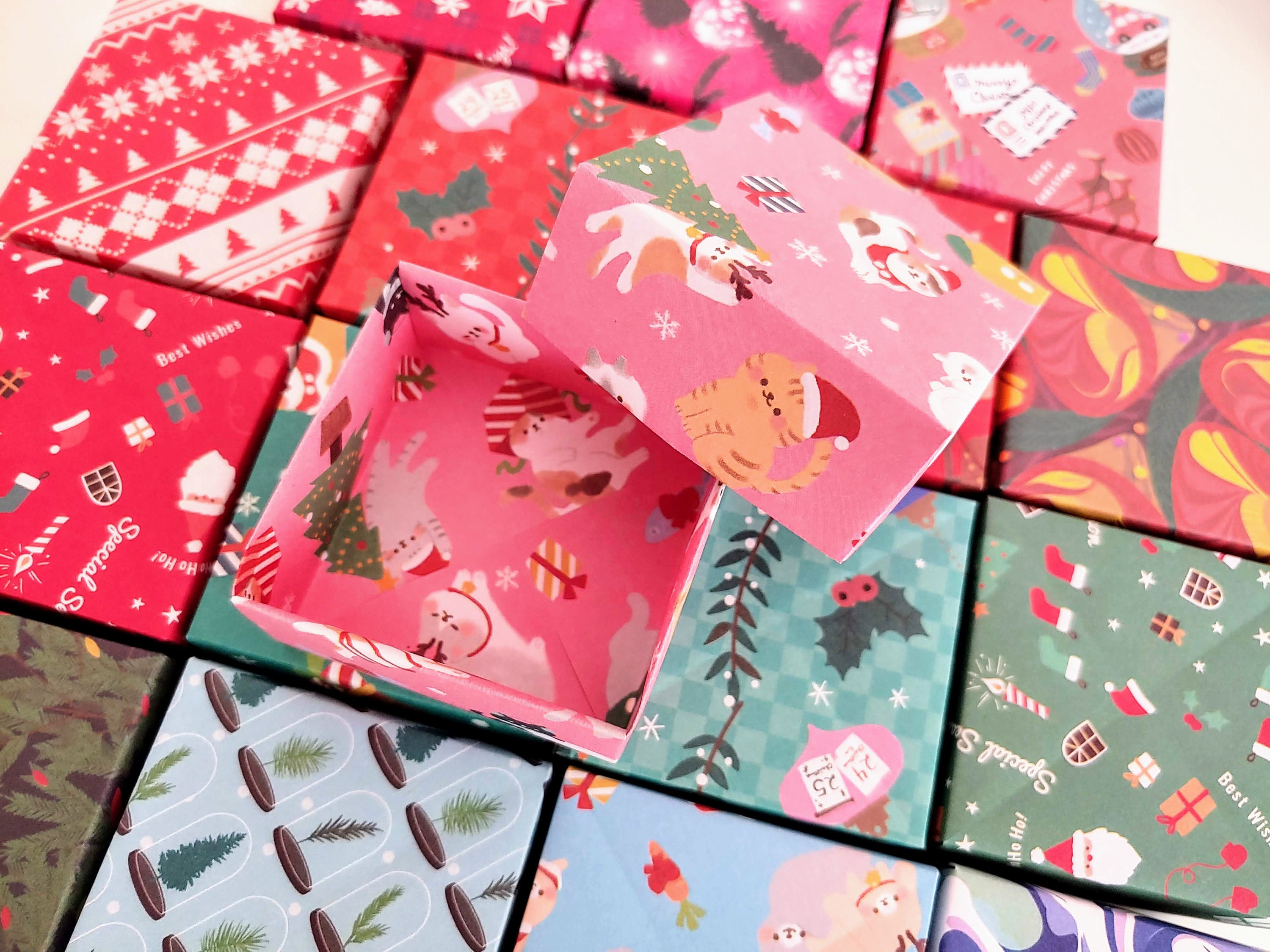 5pc Origami Christmas Masu Boxes: RANDOM SELECTION Holiday Patterns ...