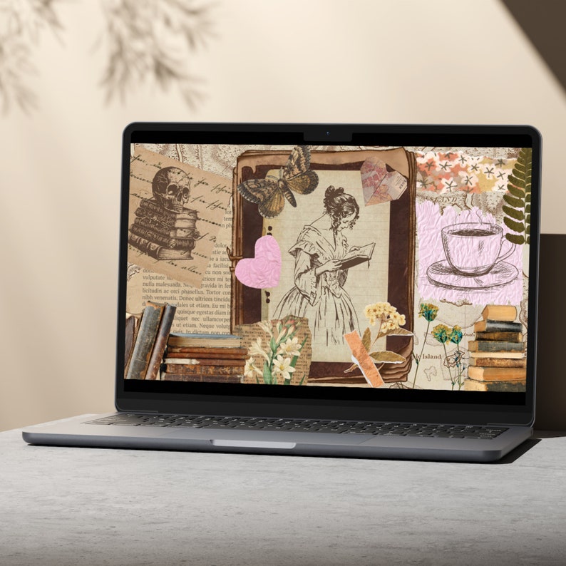 Desktop Computer Background: Victorian Lady Reading Digital Collage ...