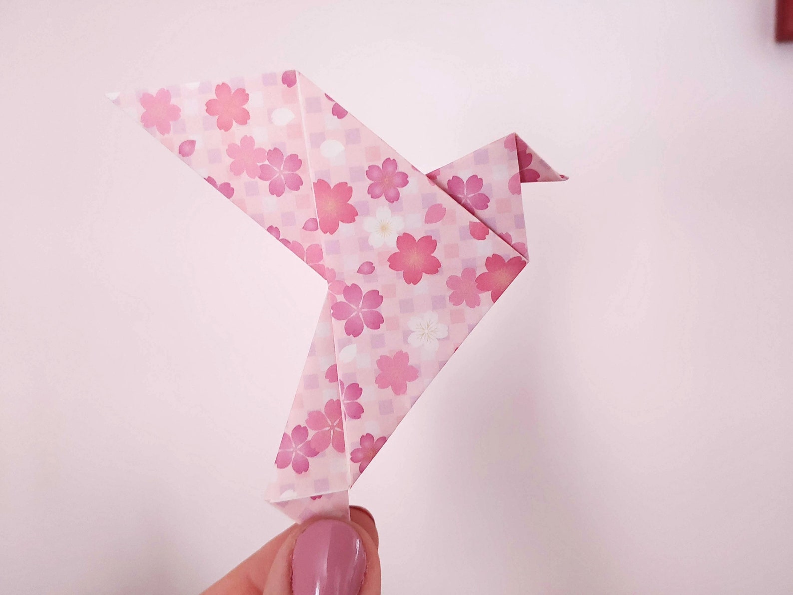 15pc Origami Peace Doves: Sakura Patterns cherry Blossoms 3.5x3.5 Pink ...