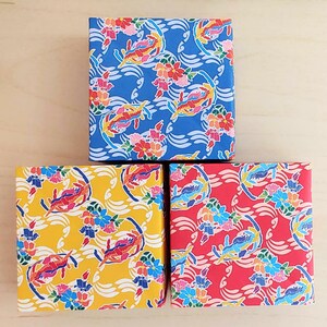 3 Pack Small Paper Boxes W/ Lids Red, Blue, Yellow Phoenix Pattern ...
