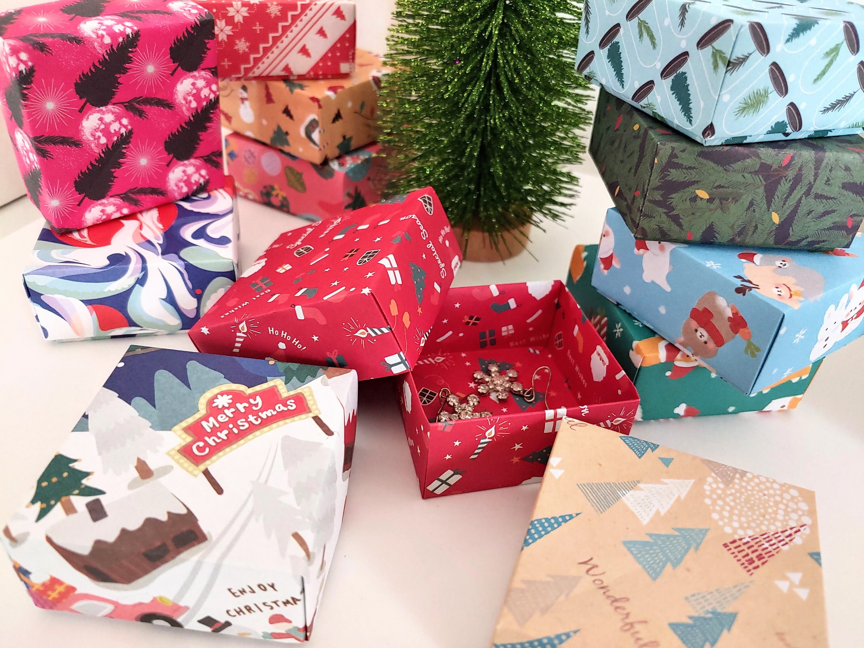 5pc Origami Christmas Masu Boxes: RANDOM SELECTION Holiday Patterns ...