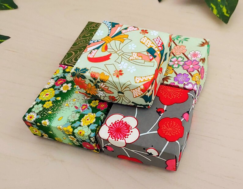5 Pack Green Origami Masu Boxes Premium Quality Japanese Yuzen Washi ...