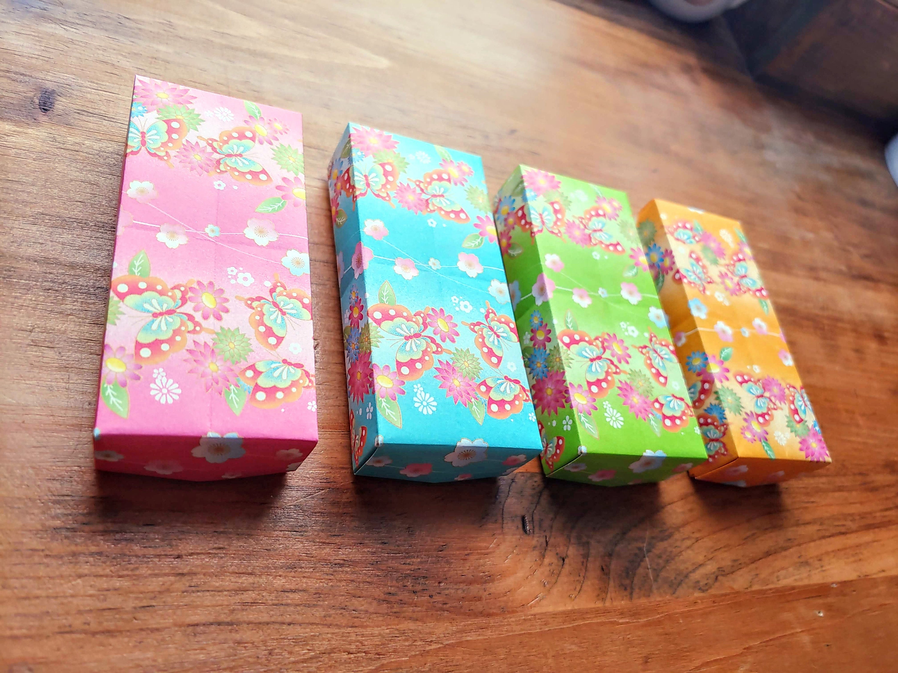 4 Pack Small Rectangular Origami Boxes: Butterfly Patterns Colorful ...