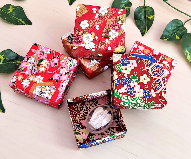 5pc Red Origami Masu Boxes Premium Quality Japanese Yuzen Washi Paper ...