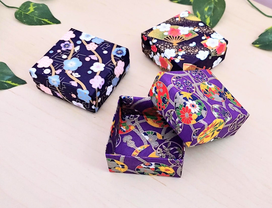 3pc Purple Origami Masu Boxes Premium Quality Japanese Yuzen Washi ...