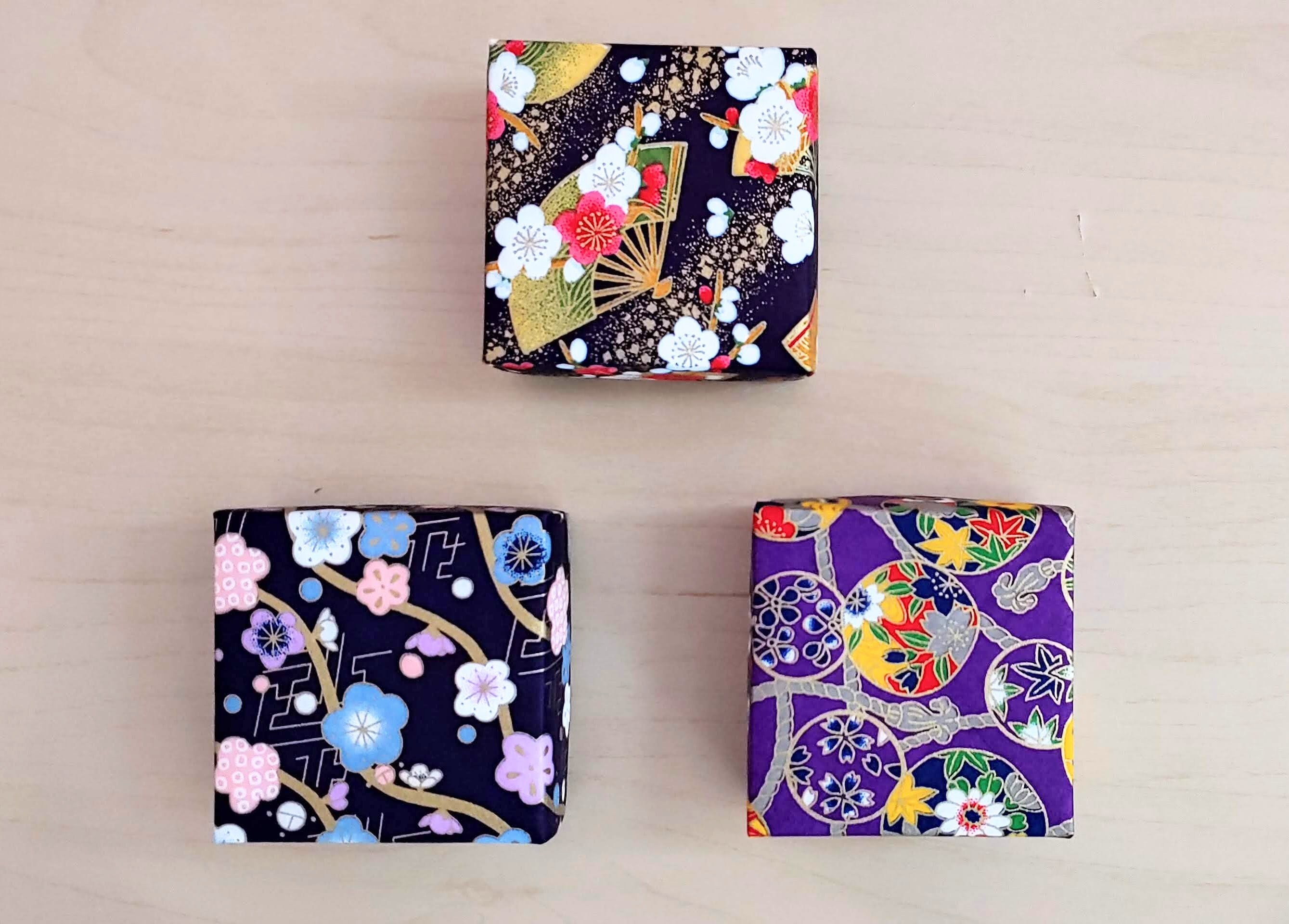 3pc Purple Origami Masu Boxes Premium Quality Japanese Yuzen Washi ...