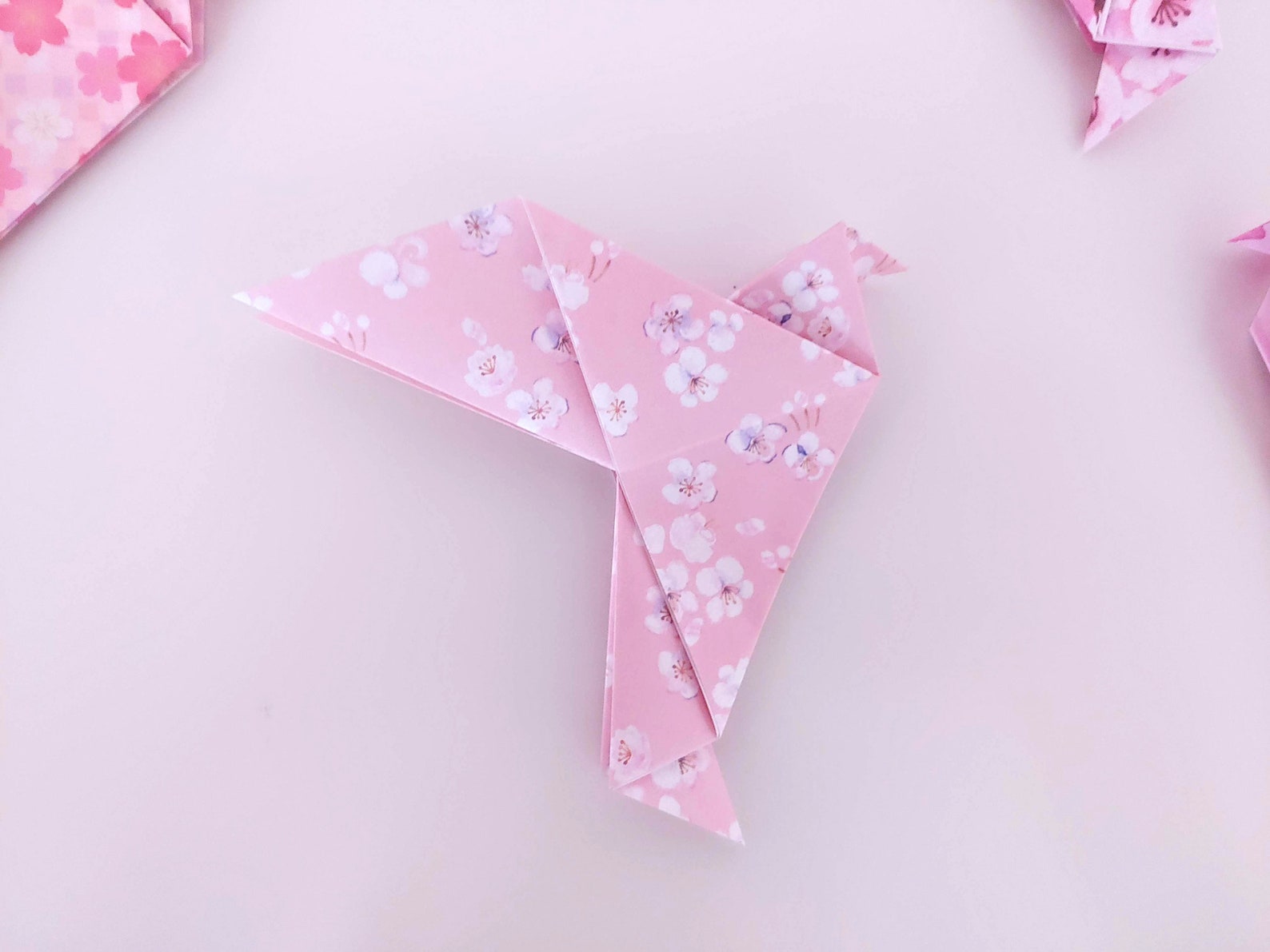 15pc Origami Peace Doves: Sakura Patterns cherry Blossoms 3.5x3.5 Pink ...