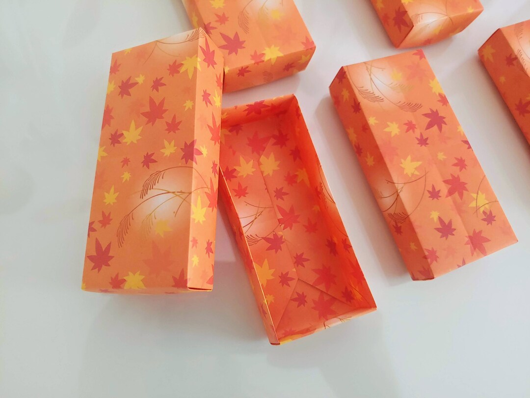 5 Pack Rectangular Origami Masu Boxes: Orange Autumn Maple Leaves ...