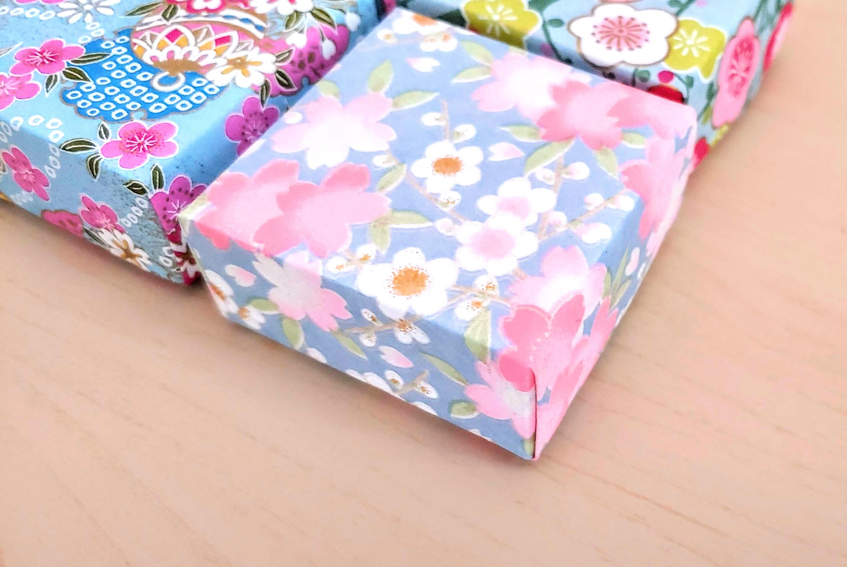 3pc Light Blue Origami Masu Boxes Premium Quality Japanese Yuzen Washi ...