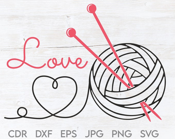 Ball of Yarn With Heart SVG File,crocheting Svg,crochet Hook SVG vector ...
