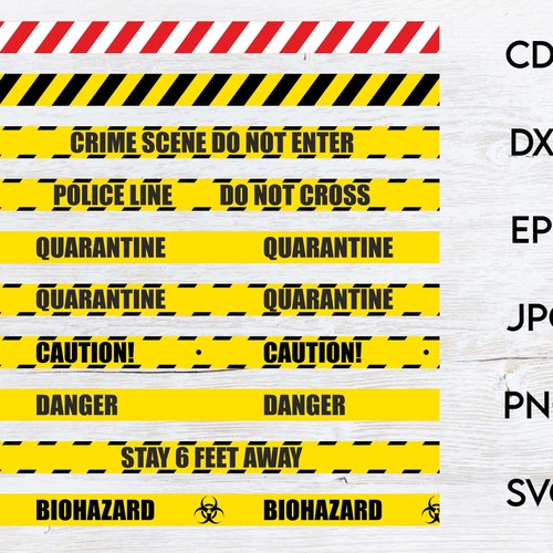Yellow Tape Svg Cutting Files Yellow Black Caution Tape | Etsy