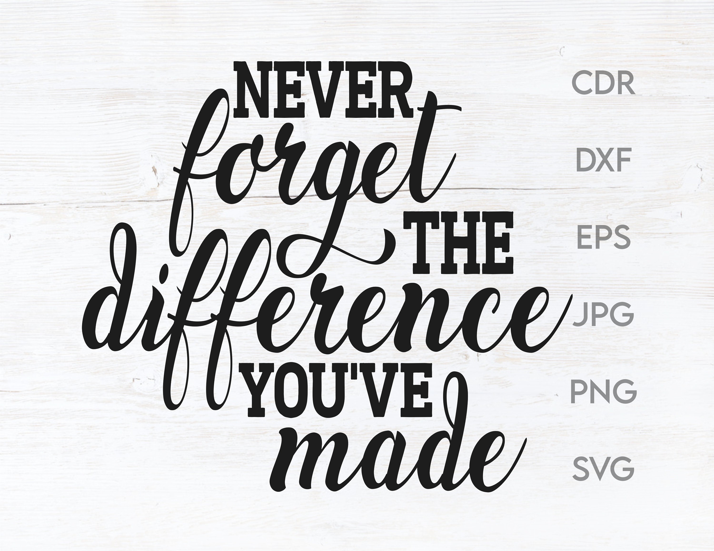 Never Forget the Difference You've Made Motivational Svg - Etsy
