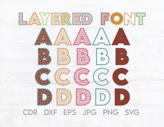 Layered Font Svg Layered Alphabet Layered Letters Geometric - Etsy UK