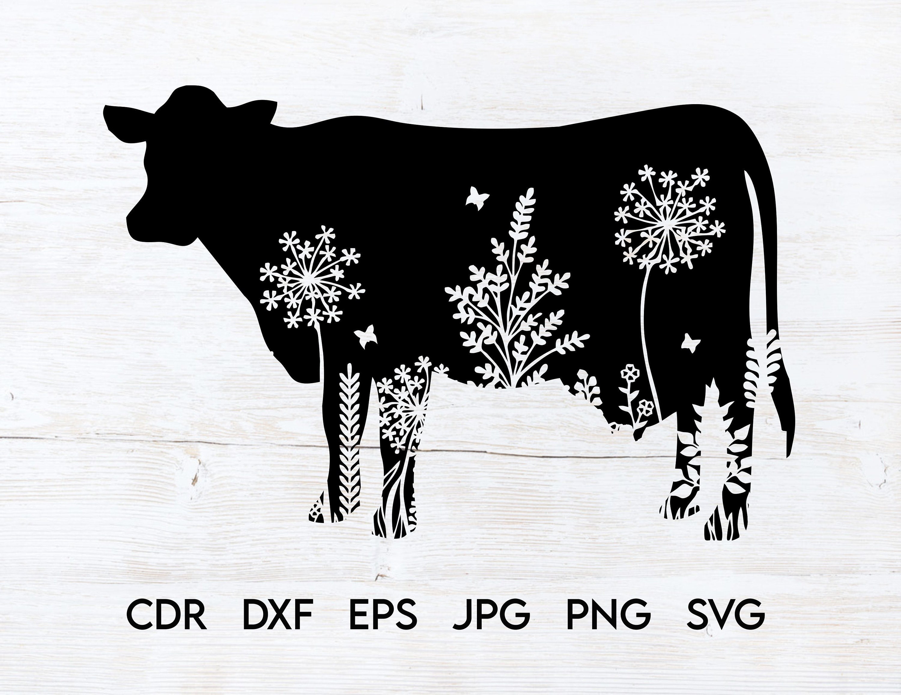 Cow Svg Cut File Instant Download Mandala Cow Clipart Vector - Etsy
