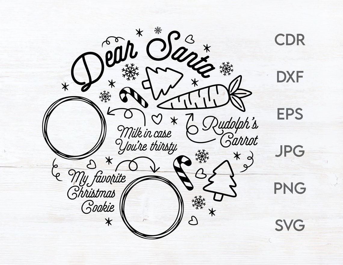 Santa Cookie Plate Svg Print Dear Santa Tray Vector | Etsy Australia