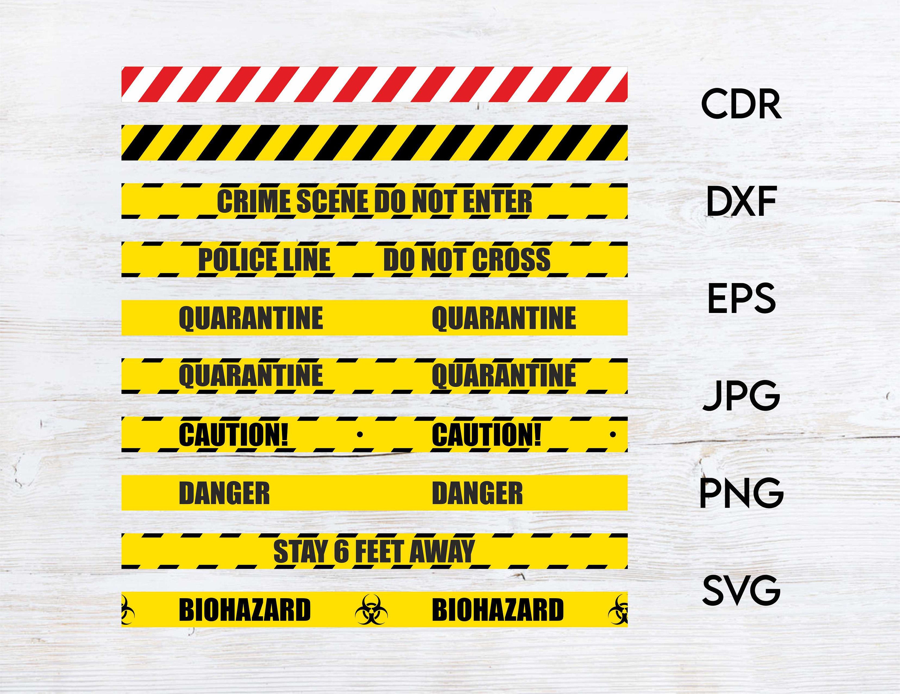 Yellow Tape Svg Cutting Files, Yellow Black Caution Tape Design, Police ...