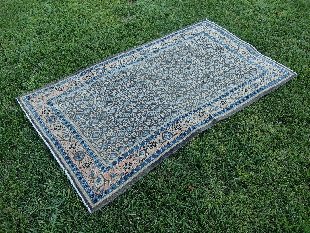 4x7 Feet Persian Vintage Area Rug Colors Brown Blue Living Room Area ...