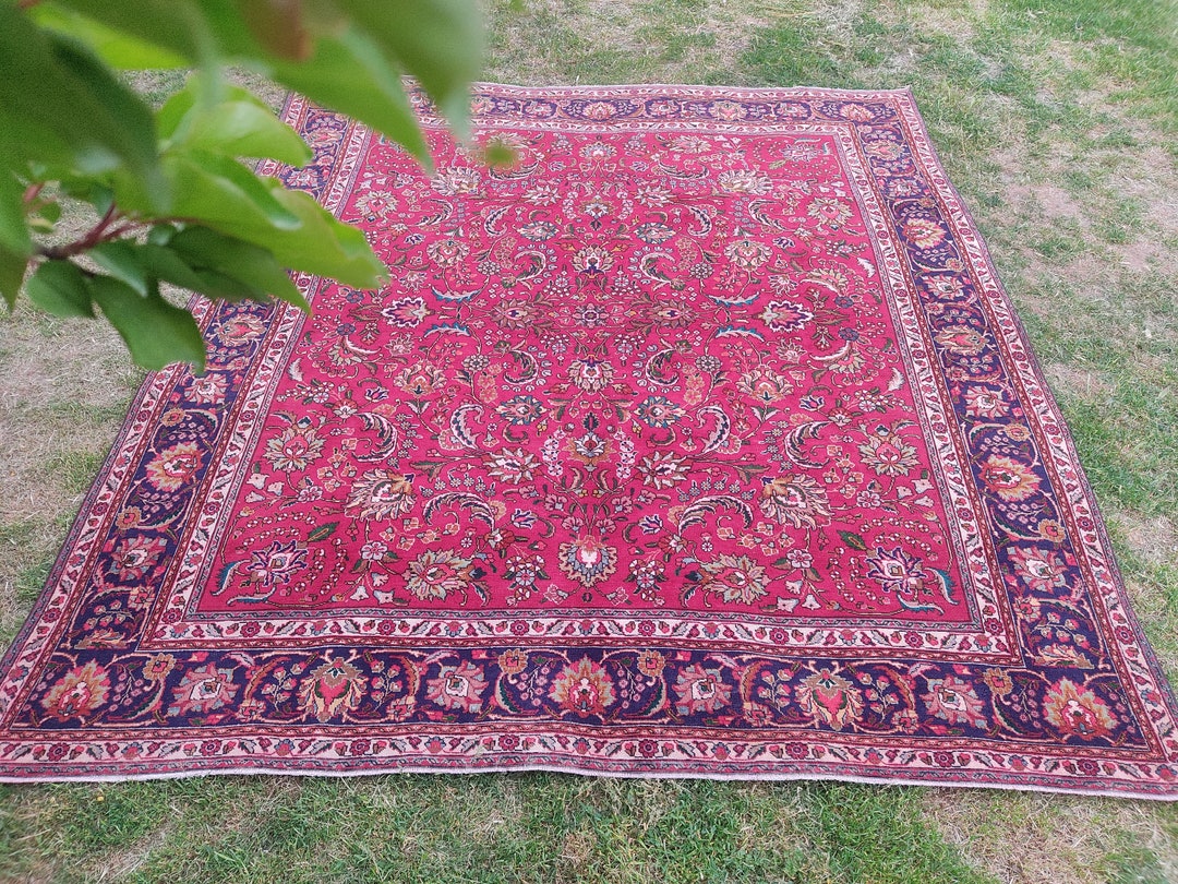 Floral Design Persian Big Area Rug Colors Red and Blue Antique Large ...
